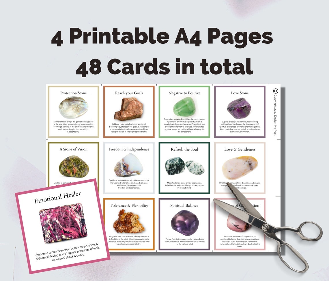 Printable Gemstone Info Cards for Sellers. 48 Crystals With - Etsy UK