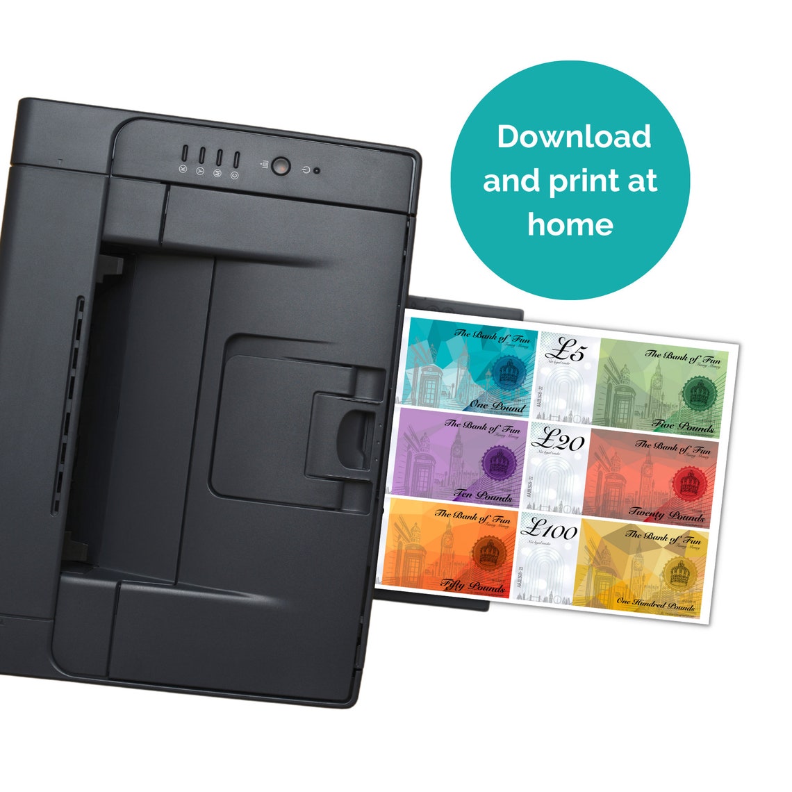 Printable Bank Notes in Pounds. Pretend Fun Money, Great for Kids Toy ...