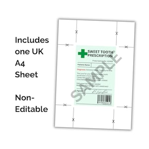 Sweet Tooth Prescription Label. Printable Novelty Gift. Funny Gift for ...