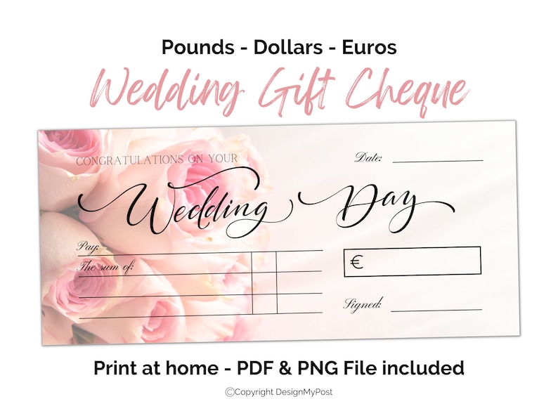 Blank Printable Cheque Gift for Newly Weds. Money Gifting Fake - Etsy UK
