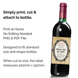 Joke Fake Wine Bottle Label Printable Fun Novelty Gift Vintage - Etsy