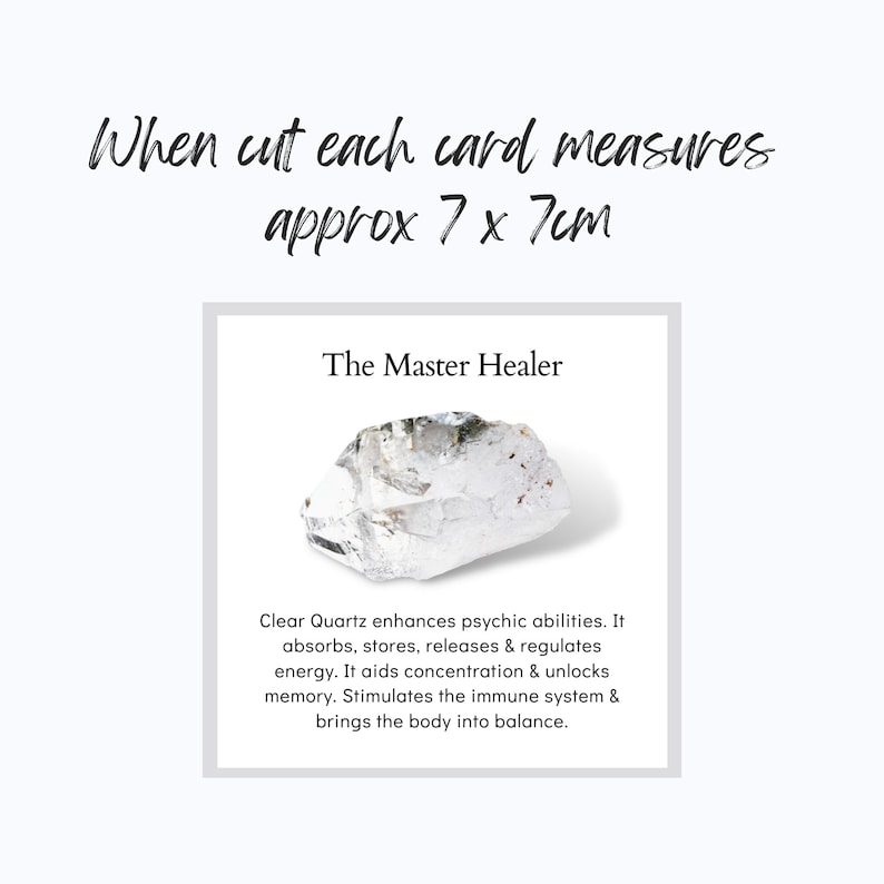 Clear Quartz Crystal Meaning Cards for Jewellery Sellers (A4 UK PDF ...