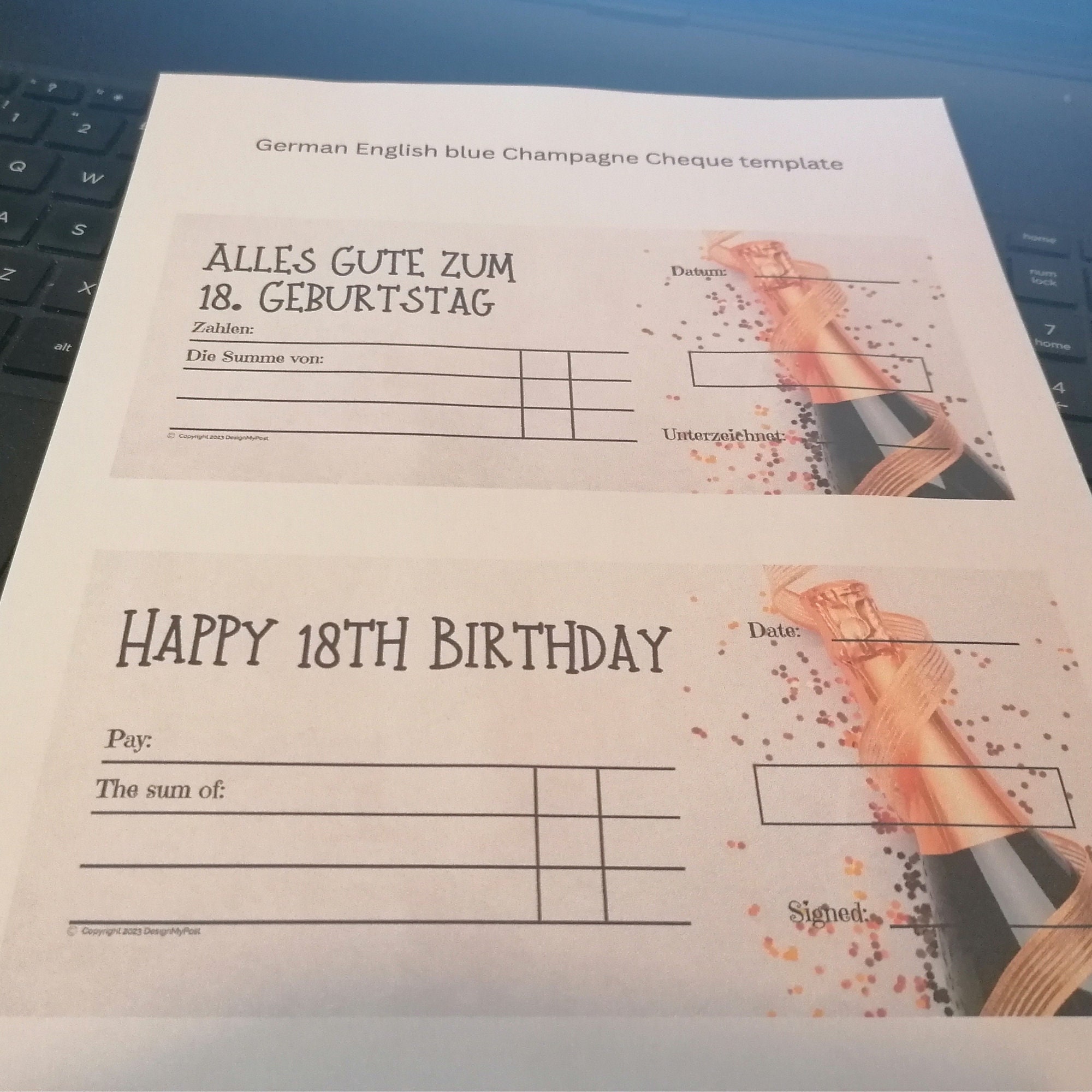 18th Birthday Cheque Template: German Money Gift (digital Download) - Etsy