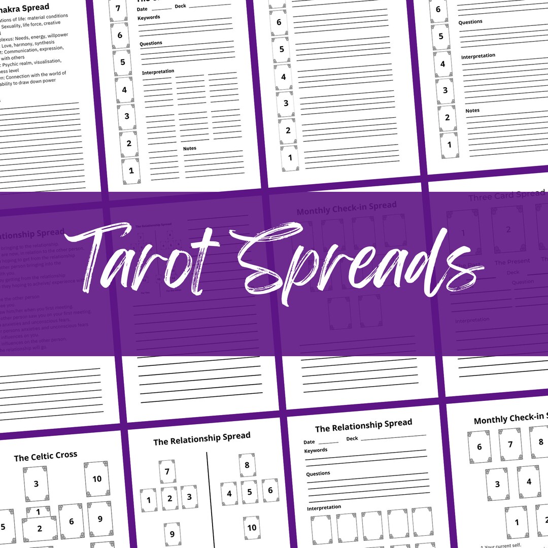 Tarot Spreads Printable Work Sheets. 6 Blank and Guided Tarot Spread ...