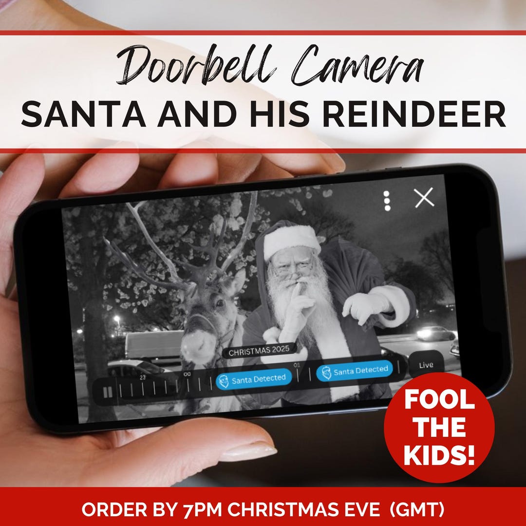 Santa Caught on Camera. Santa Doorbell Photo. Funny Christmas Mock Up ...
