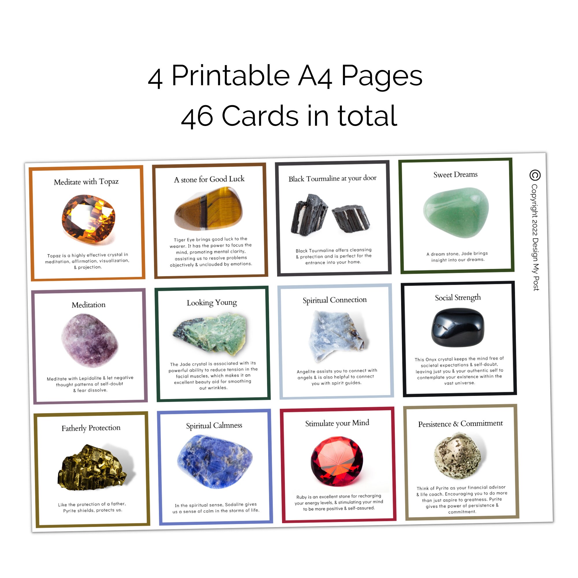 Printable Gemstone Information Cards: Crystal Properties & Uses ...