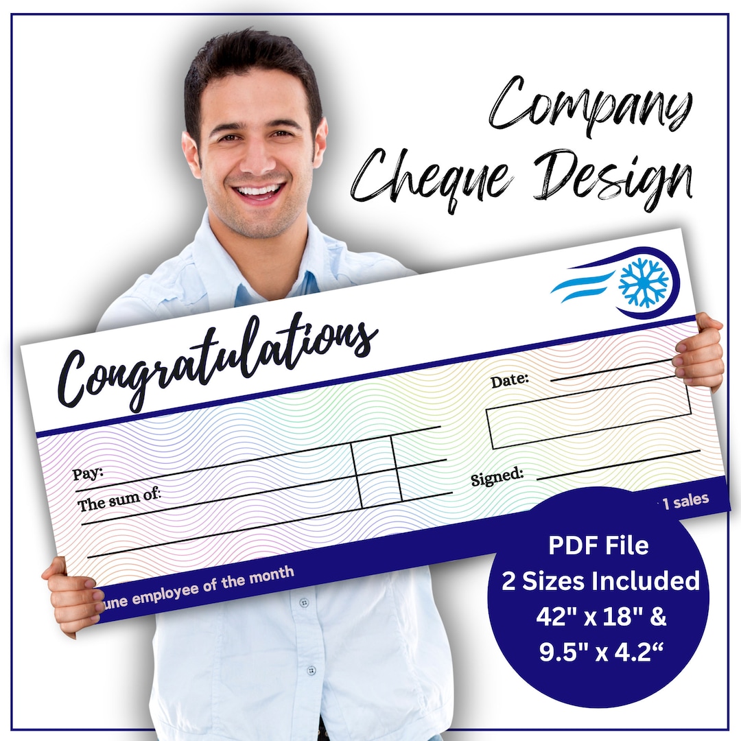 Custom Company Cheque Template: Branded Design (PDF) - Etsy