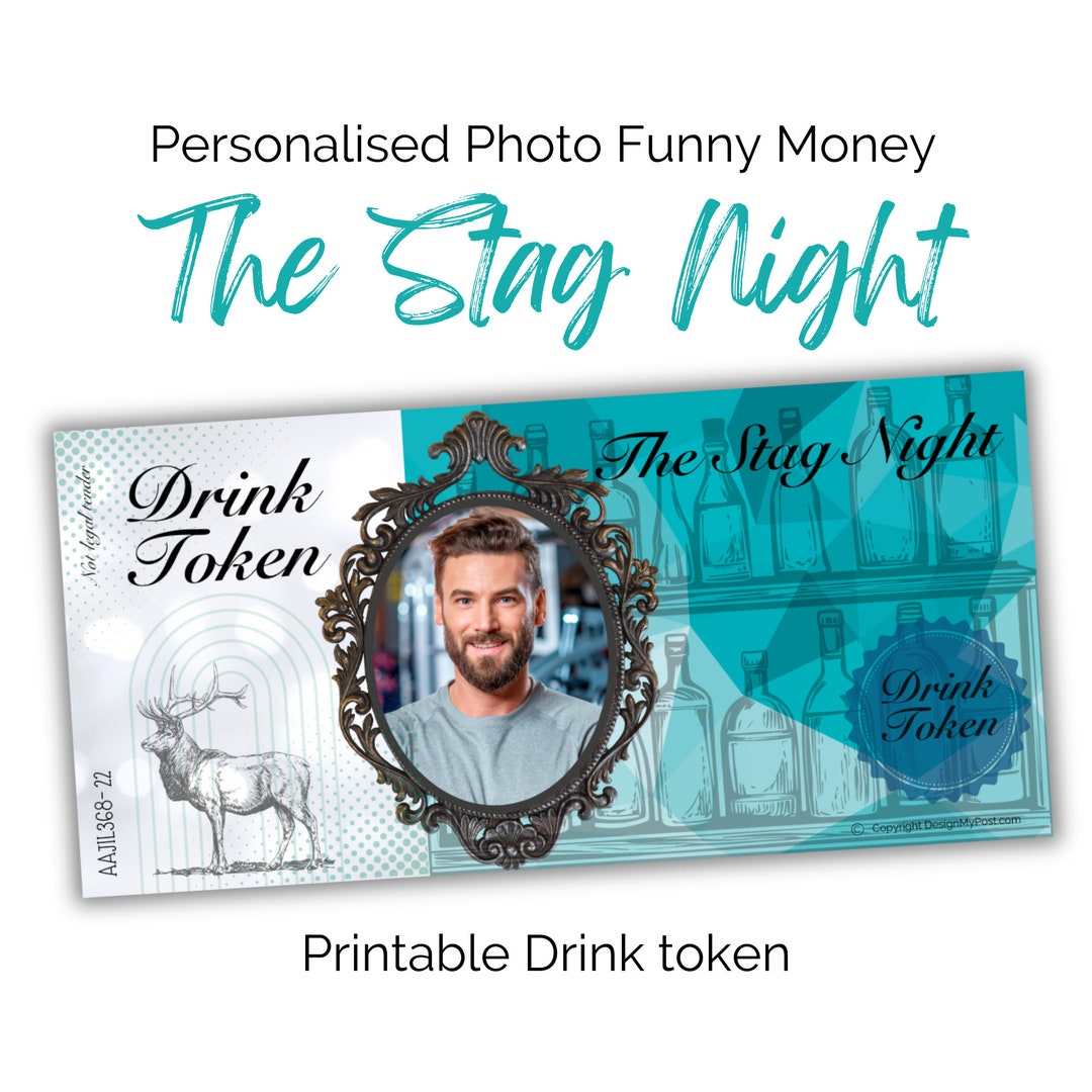 Stag Night Drink Voucher, Personalised Fake Money, Printable Photo Fun ...