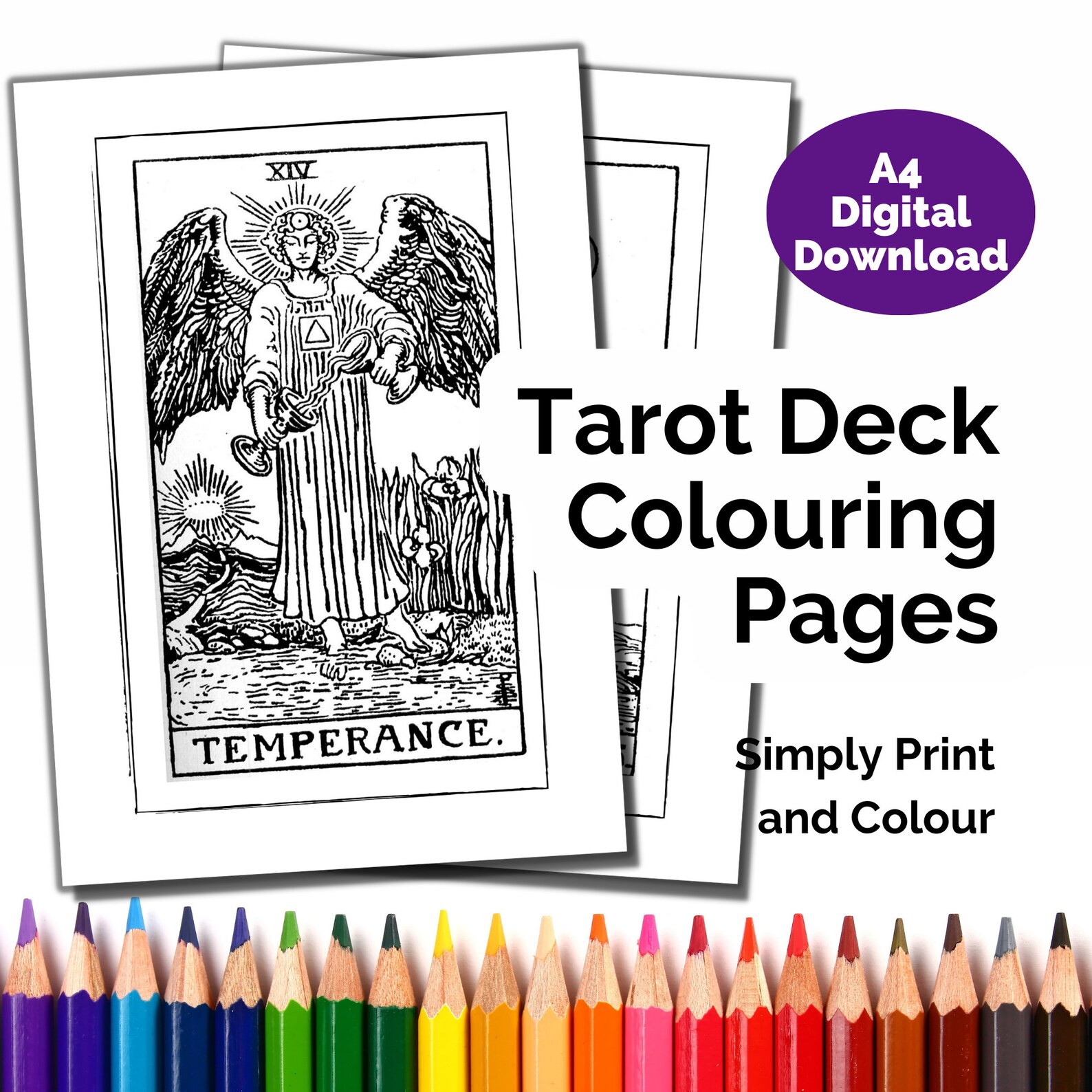 Printable Tarot Deck Colouring Book Journal Pages Adults - Etsy