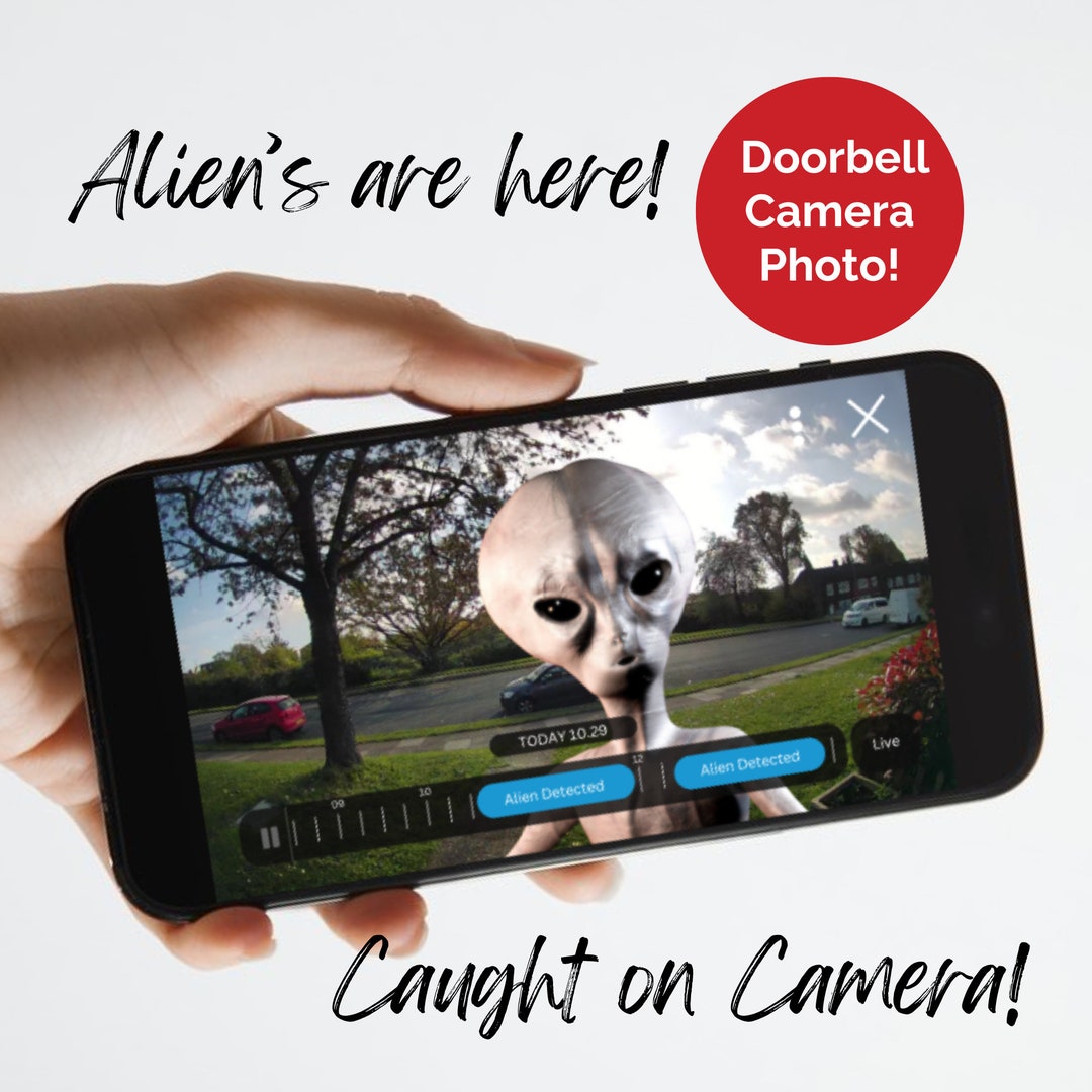 Alien Caught on Camera. Fantasy Character Photo Proof. Fake Doorbell ...
