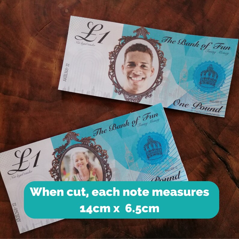 One Pound Note, Face on Money, Printable Fun Bank Notes. Add Your Own ...