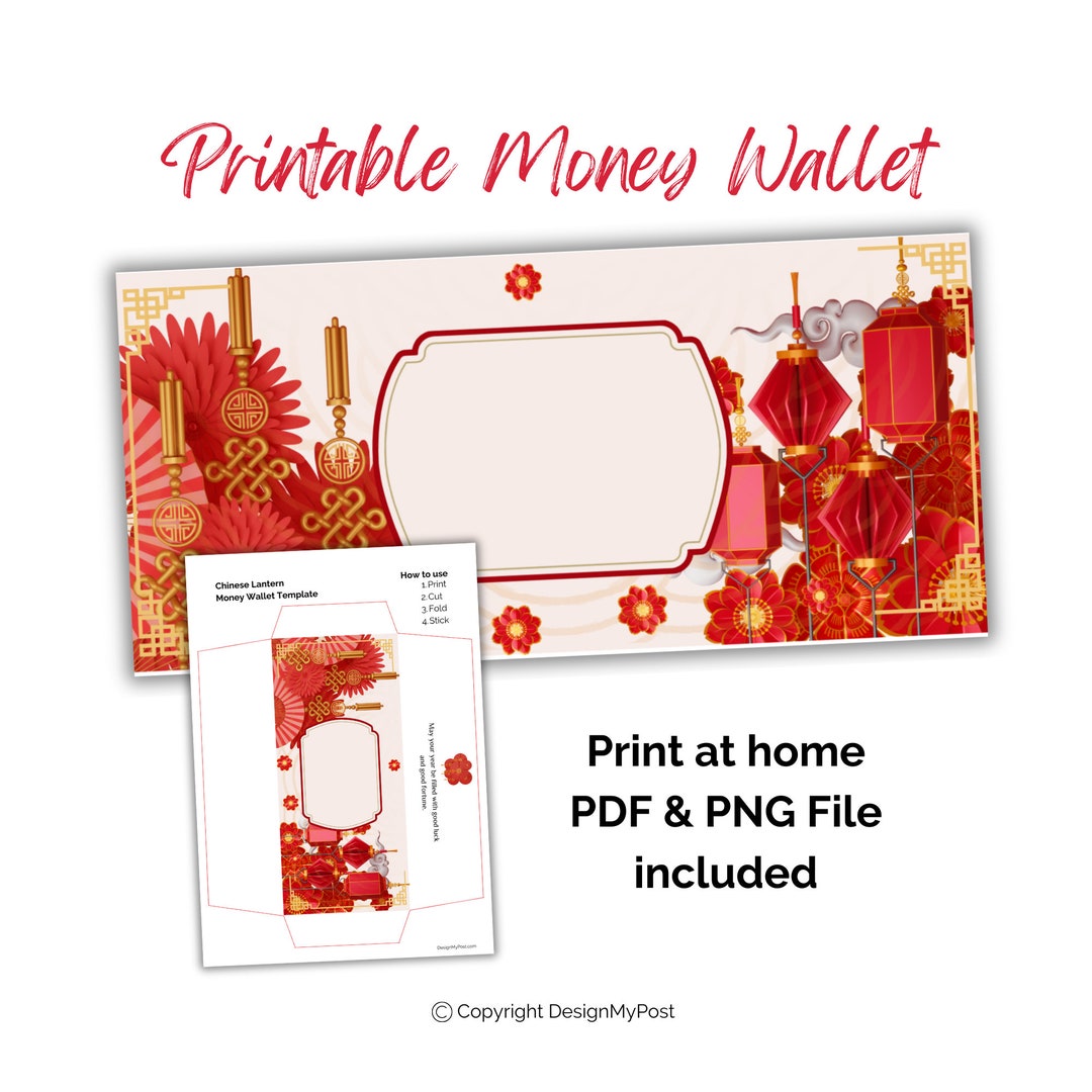 Printable Chinese Money Wallet. Print at Home Cash Envelope Template in ...