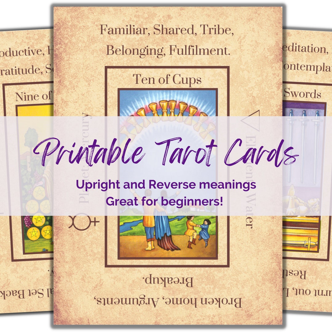 Printable Tarot Deck Flashcards With Keywords Print at Home - Etsy UK