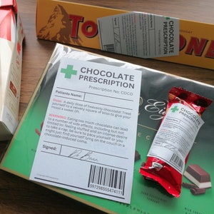 Chocolate Prescription Label. Printable Novelty Gift for Chocolate ...