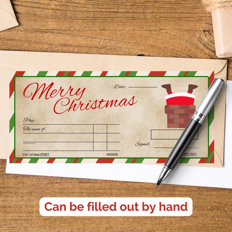 Christmas Blank Cheque: Printable Novelty Gift (PDF & PNG) - Etsy UK