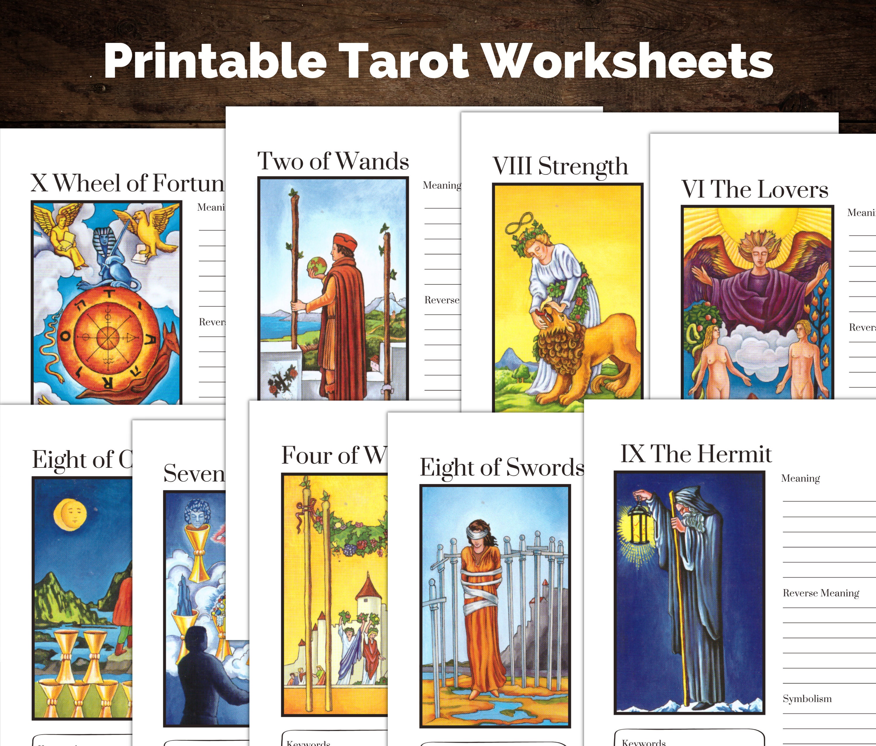 Printable Tarot Worksheets. Learn Keywords Meanings & | Etsy Australia