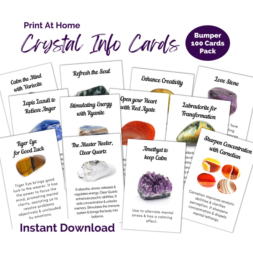 Printable Crystal Gemstone Information Cards. Print at Home Flashcards ...