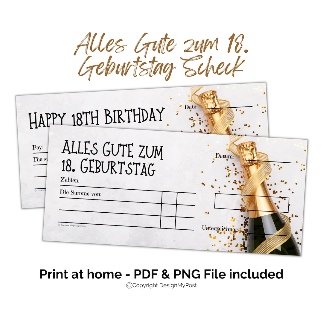 18. Blankoscheck Weiß, Scheck Zum Geburtstag Birthday Cheque in German ...