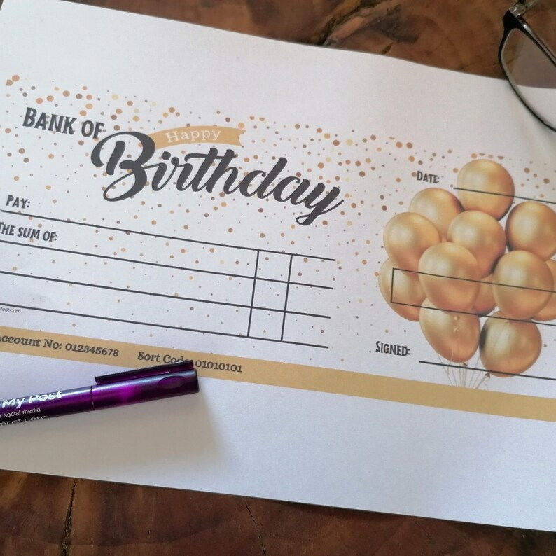 Blank Birthday Cheque Gifting Check Template. Printable Pretend ...
