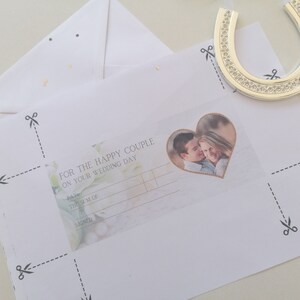 Photo Wedding Cheque. Unique Gift for Newly Weds. Printable Wedding ...
