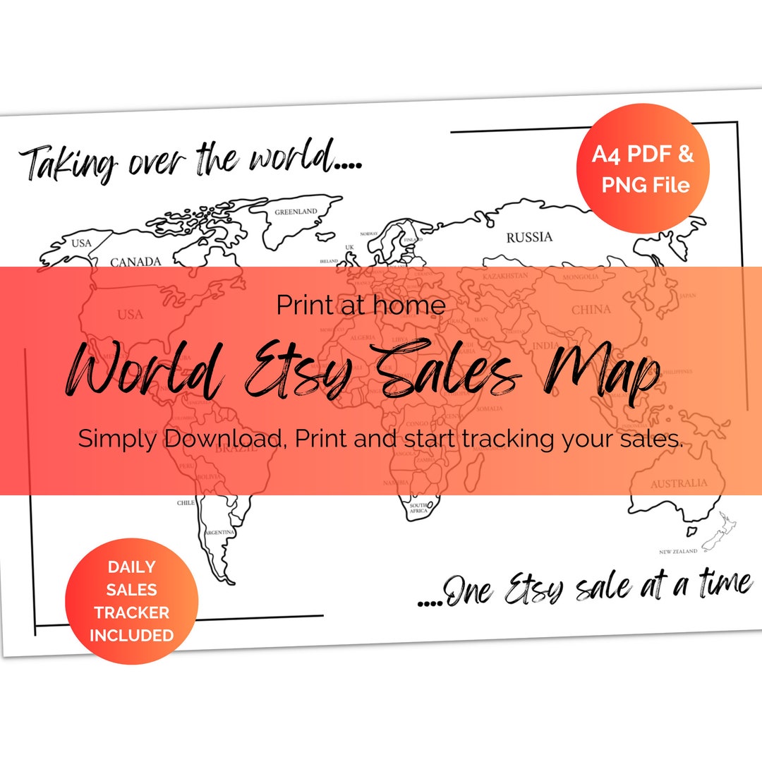 Buy Printable World Sales Map. Etsy Tracker. A4 Print at Home. Colour ...