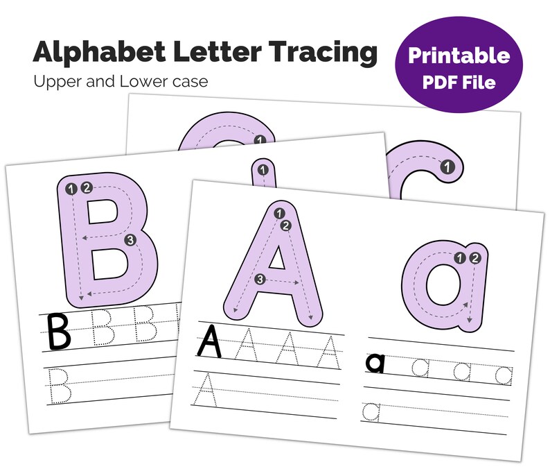 Printable Alphabet Letter Tracing Worksheets Upper and Lower - Etsy