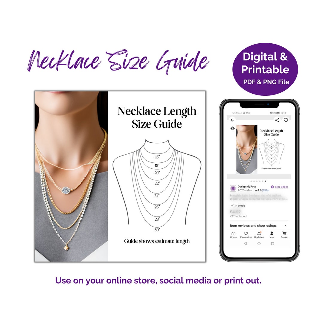 Necklace Length Guide Printable: Jewelry Shop Template (PDF & PNG) - Etsy