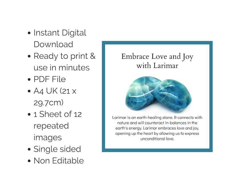 Printable Larimar Crystal Info Cards for Crystal Sellers & - Etsy Printable Larimar Crystal Info Cards for Crystal Sellers & - Etsy