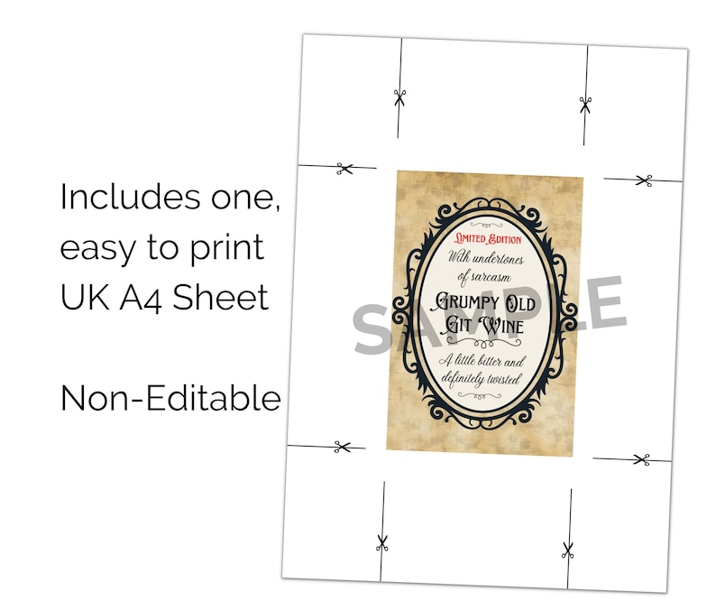 Joke Fake Wine Bottle Label Printable Fun Novelty Gift Vintage - Etsy