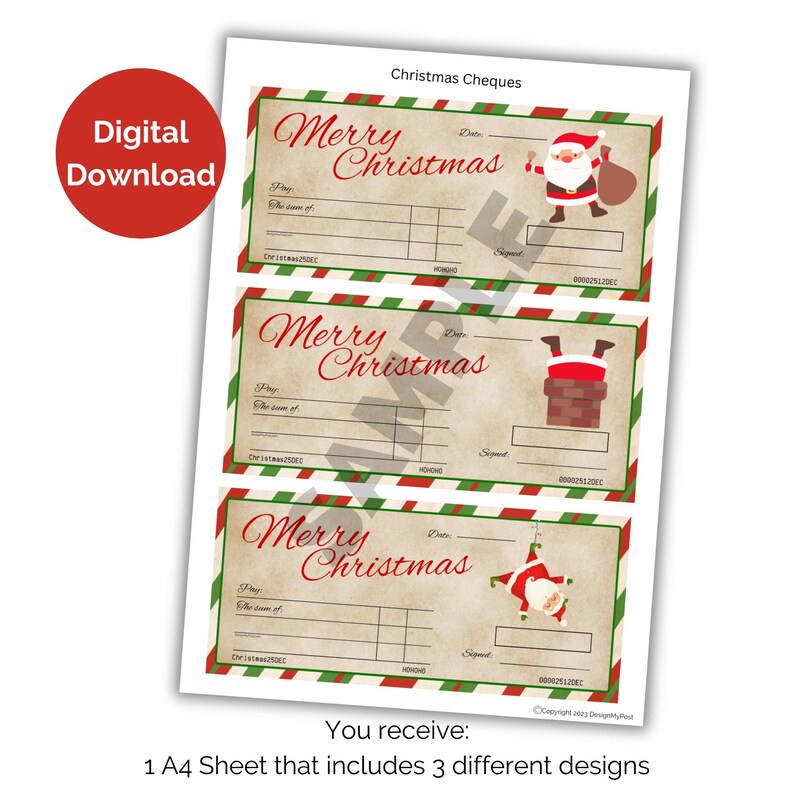 Christmas Blank Cheque: Printable Novelty Gift (PDF & PNG) - Etsy UK