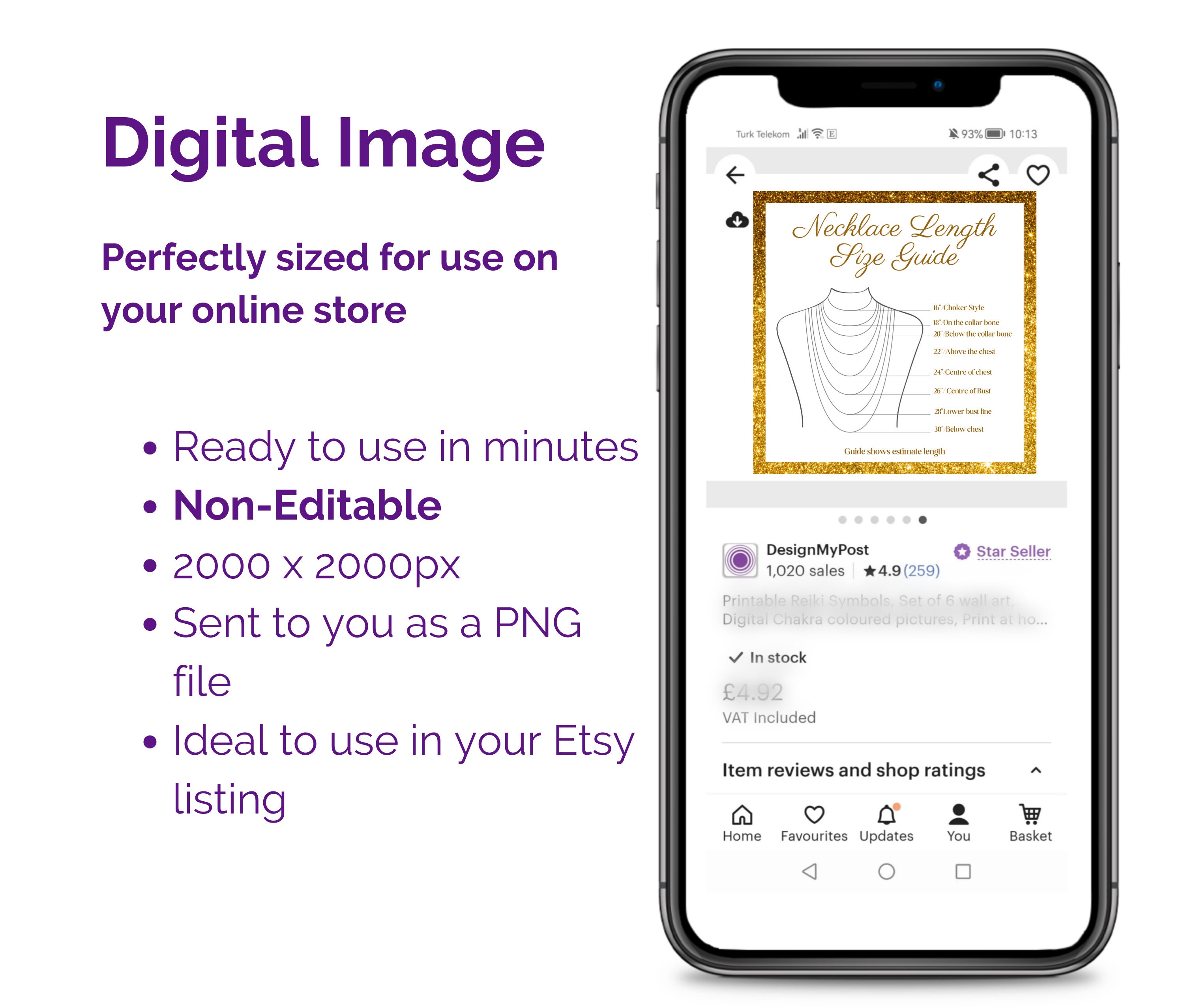 Necklace Guide Size Chart Template Printable Easy to Use Chain Length ...