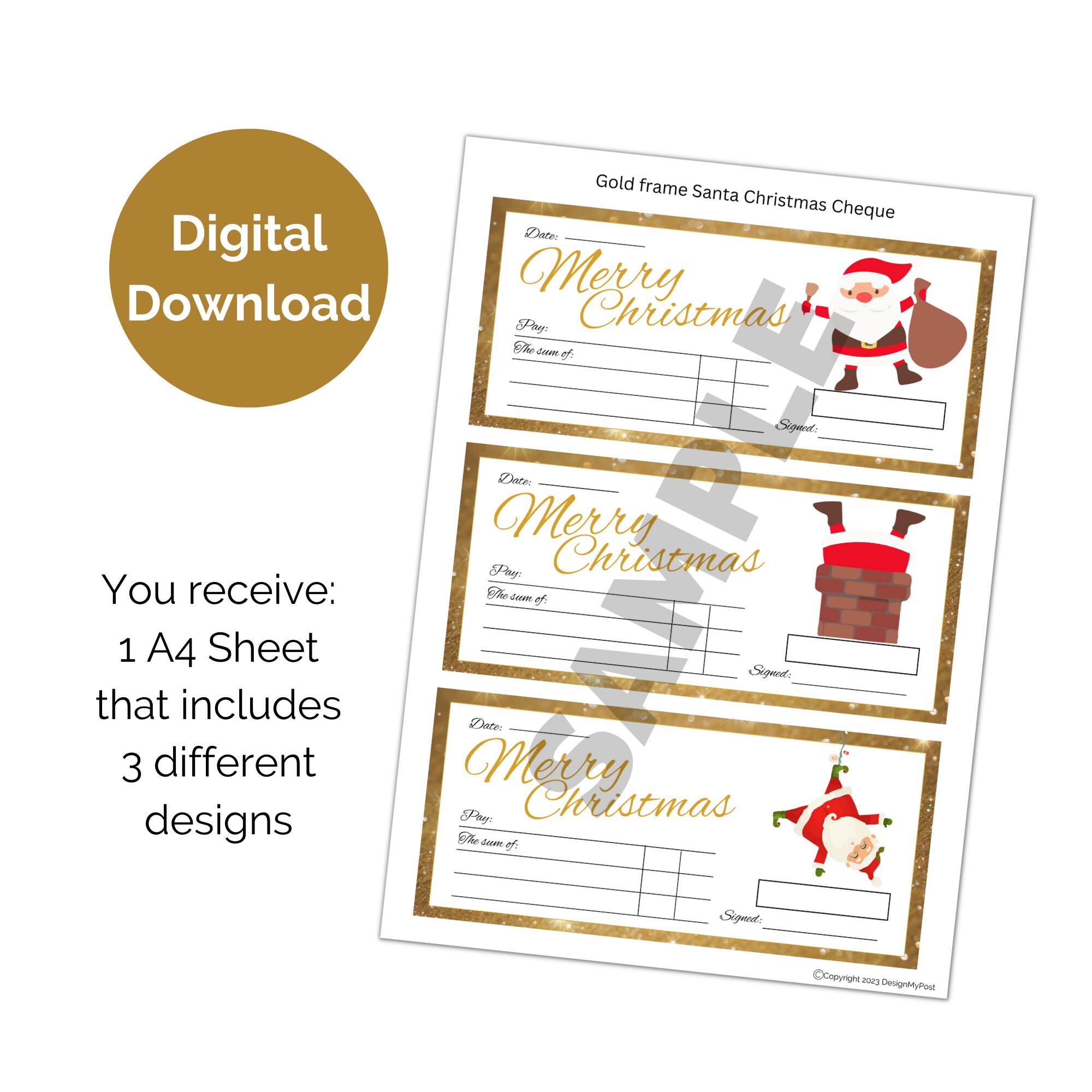 Christmas Money Cheques. Downloadable Printable Xmas Gifting Blank ...