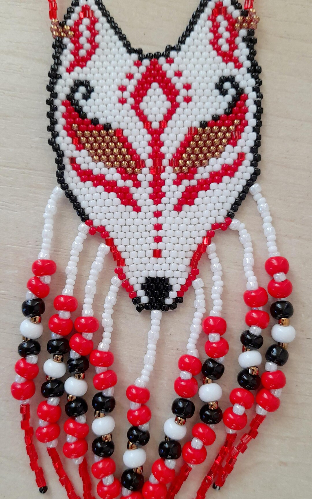 Kitsune, Beaded Fox Pendant, Fox With Nine Tails - Etsy
