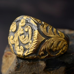 Mens Ring,antique Style Gemstone Handmade Sterling Silver Men Ring ...