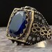 Dark Blue Gem Unique Man Ring, Sterling Silver Antique Mens Ring, His ...