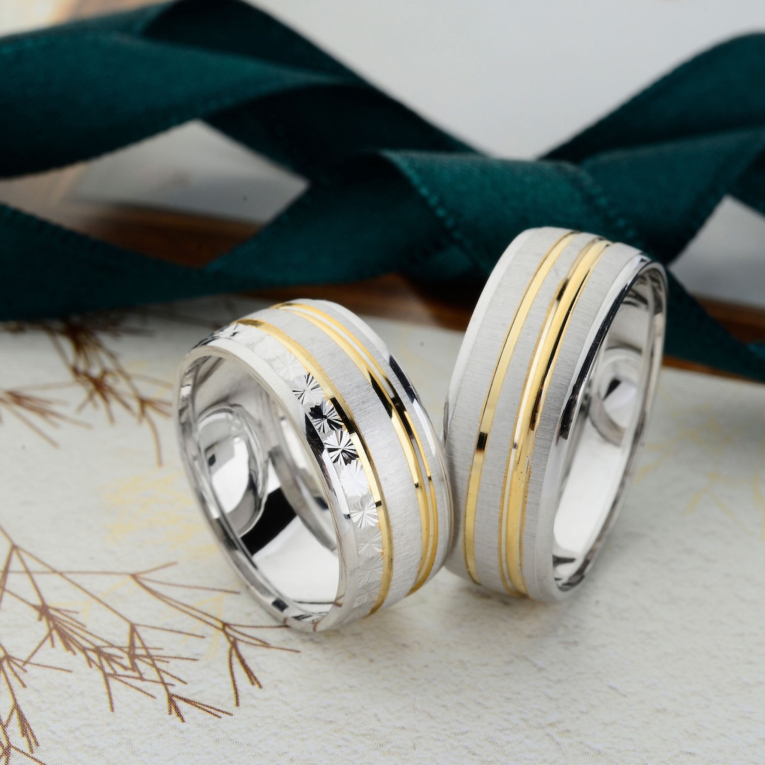 10k Solid Gold Wedding Bands Set, Simple Wedding Band, Wedding Band His ...