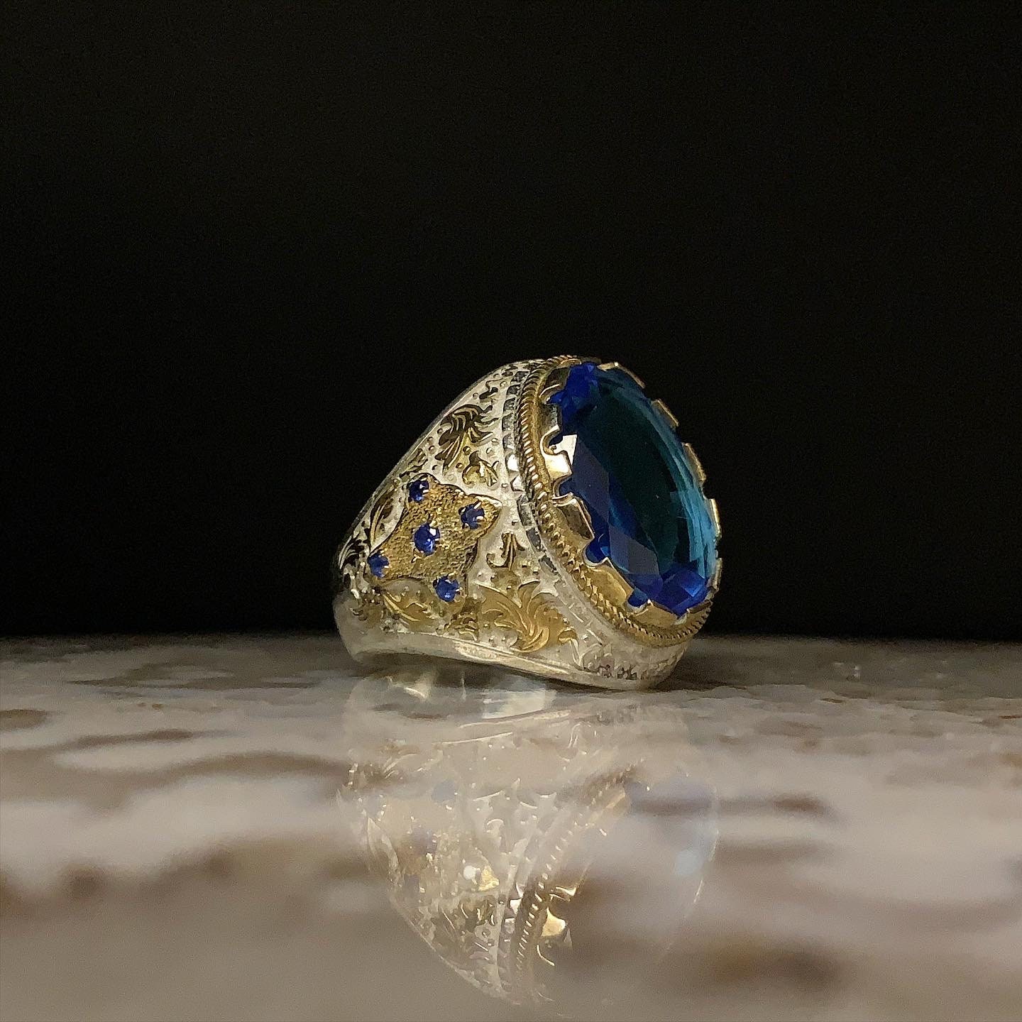 Blue Topaz Gemstone Men Ring Silver Rings for Men Sterling - Etsy