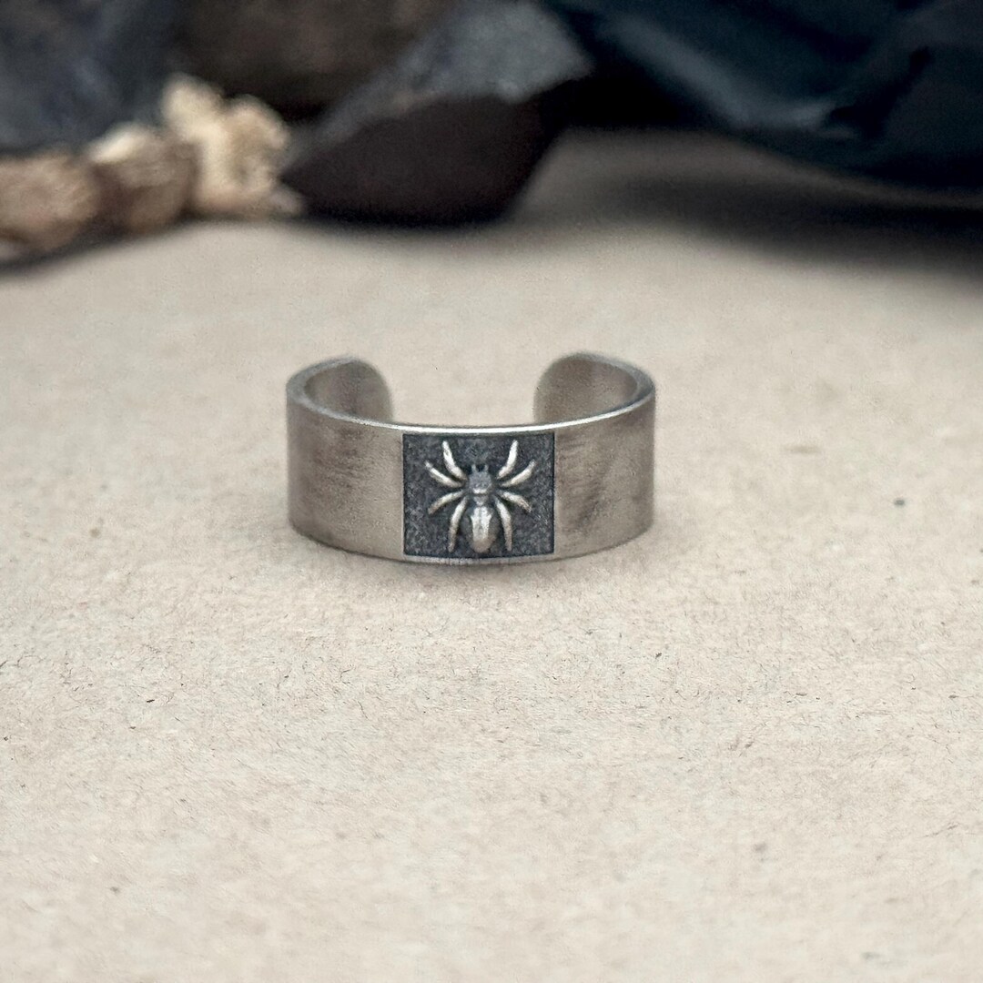 Adjustable Spider Silver Ring, Oxidized Rings for Men – 925 Sterling ...