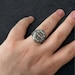 Oxidized Lotus Flower Mens Ring, Lotus Ring, Japanese Kanji Ornamental ...
