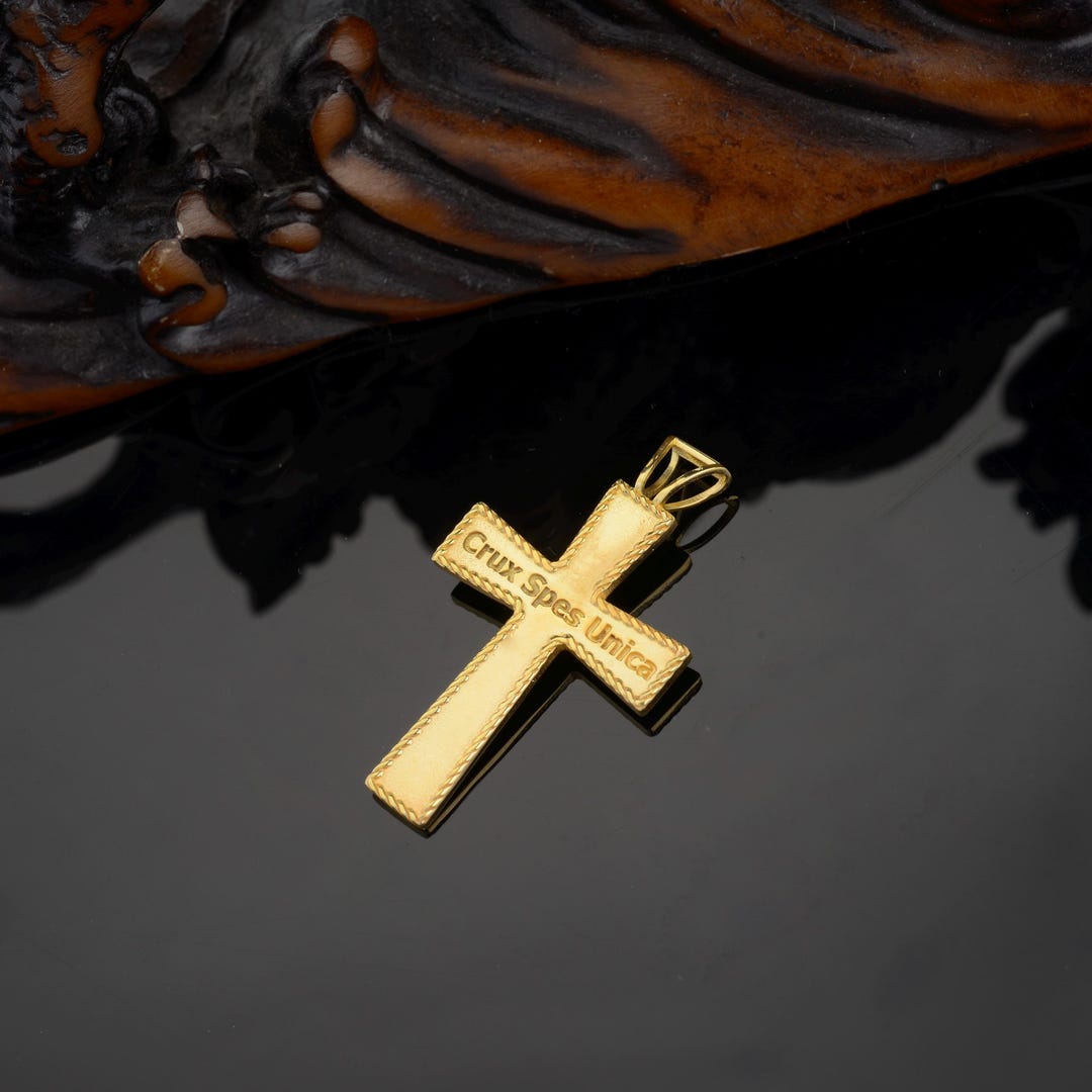 Personalized Gold Cross Necklace , 14k Gold Cross Pendant , Men's Gold ...