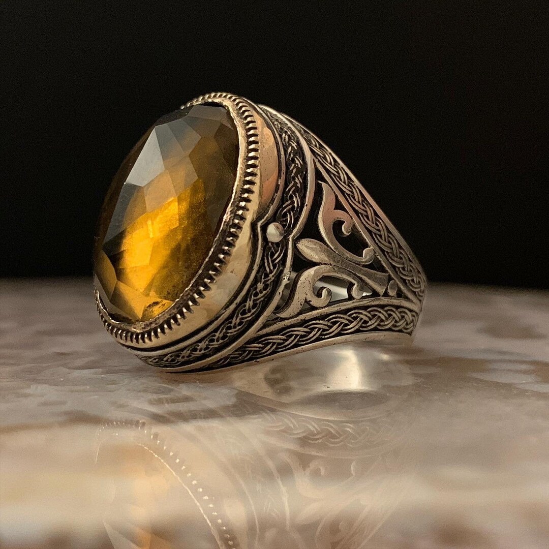 Mens Ring, Gemstone Smoky Quartz Men Ring, Sterling Silver Man Ring ...