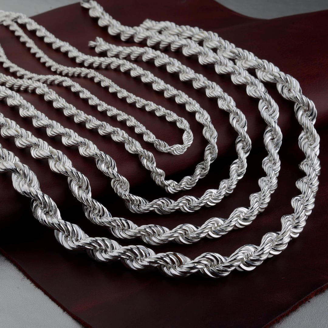 Solid Heavy Rope Chain Necklace,5 Mm to 15 Mm925k Silver Plated Mens ...