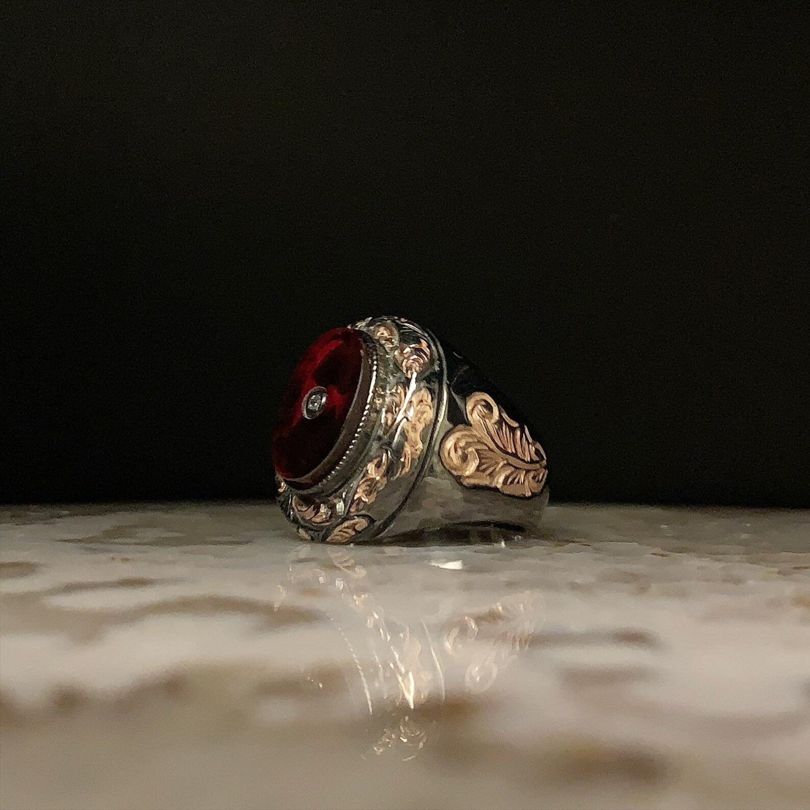 Red Amber Ring Men Sterling Silver Gemstone Ringman Handmade | Etsy