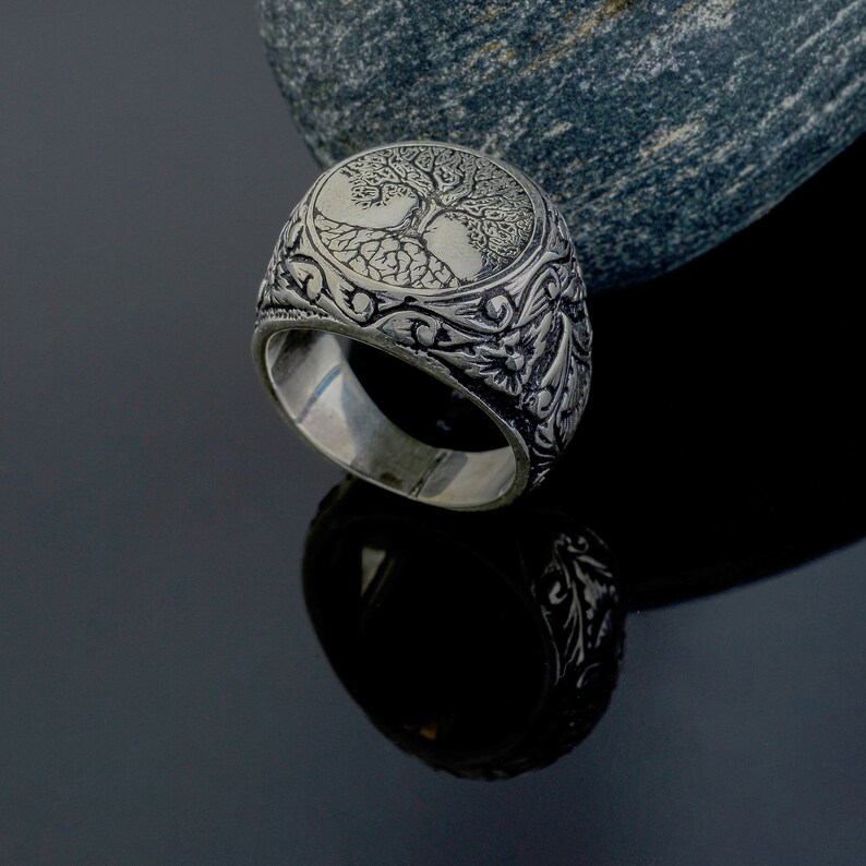 Sterling Silver Family Tree Ring, Mens Signet Rings, Sterling Silver ...