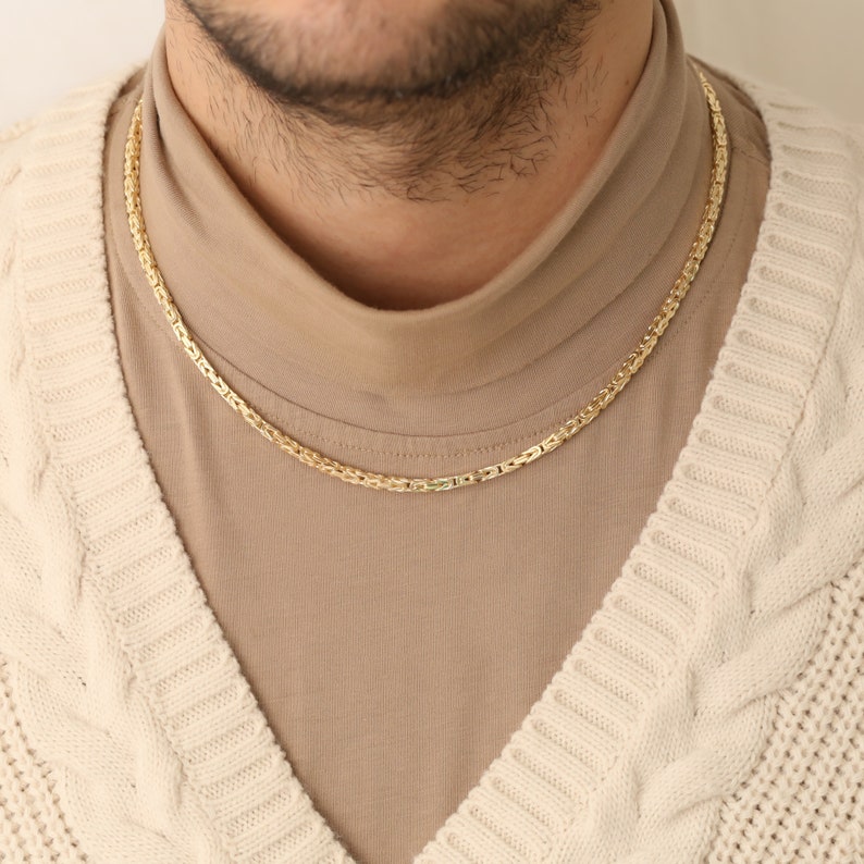 Mens Gold Plated Byzantine Chain Necklace - Etsy Australia