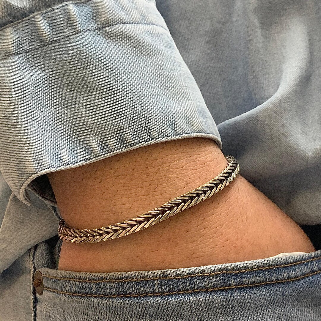 Mens Sterling Silver Bracelet , Silver Mens Viking Bracelet,chains ...