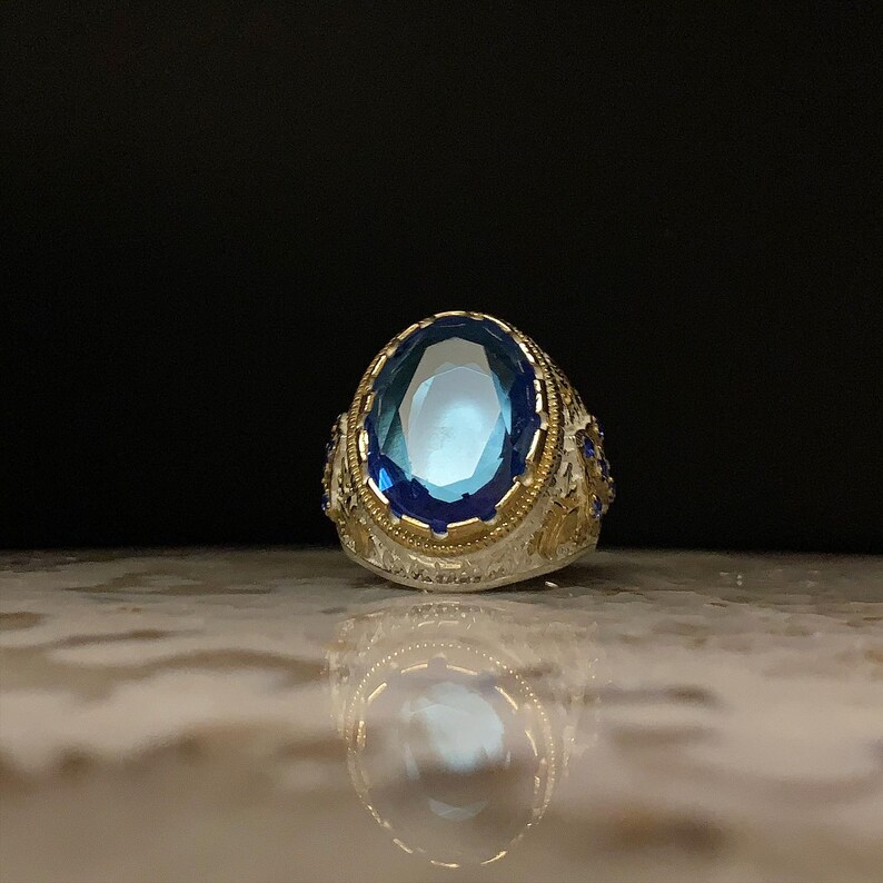 Blue Topaz Gemstone Men Ring Silver Rings for Men Sterling - Etsy