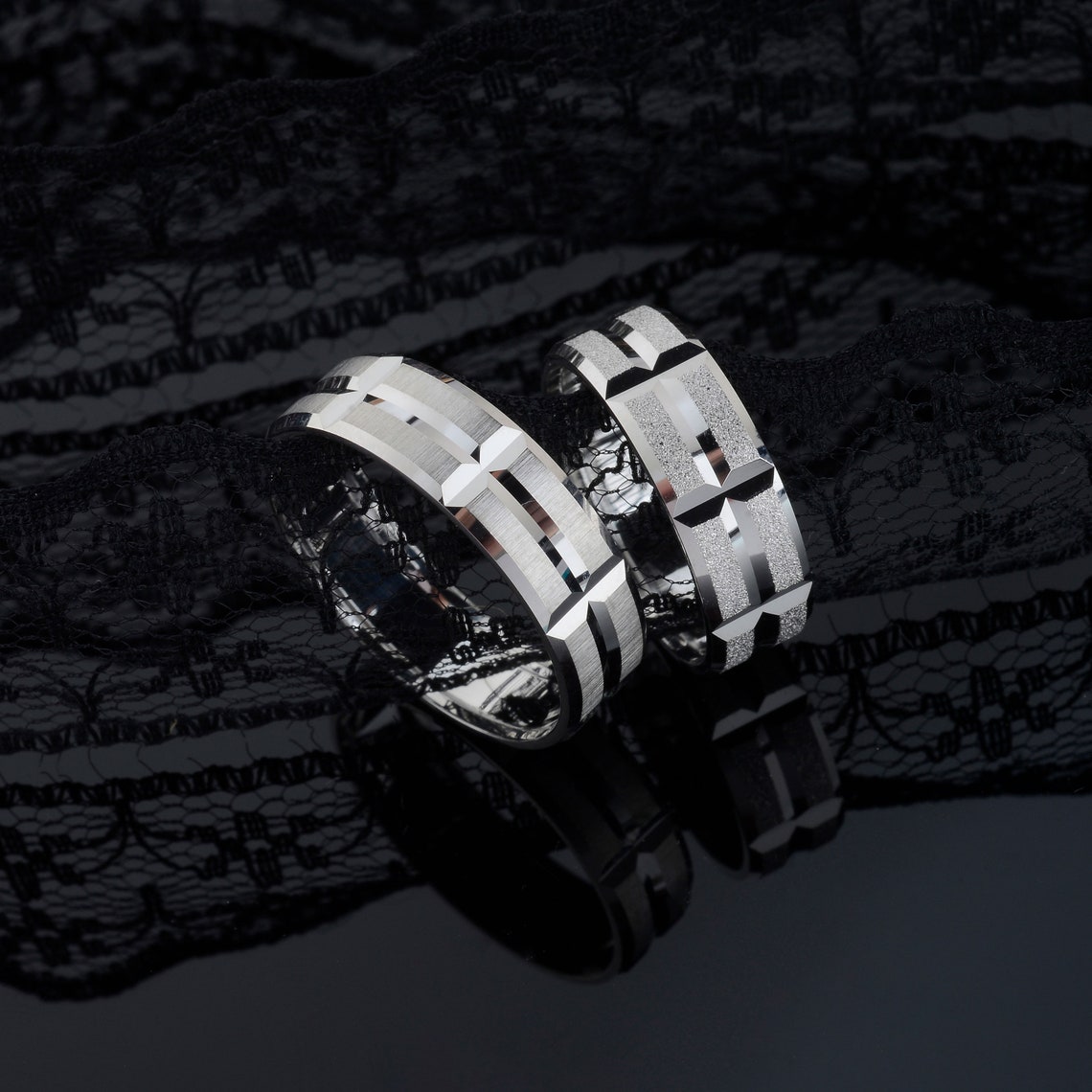 Silver Wedding Bands Set Couple Rings Traditional Wedding - Etsy