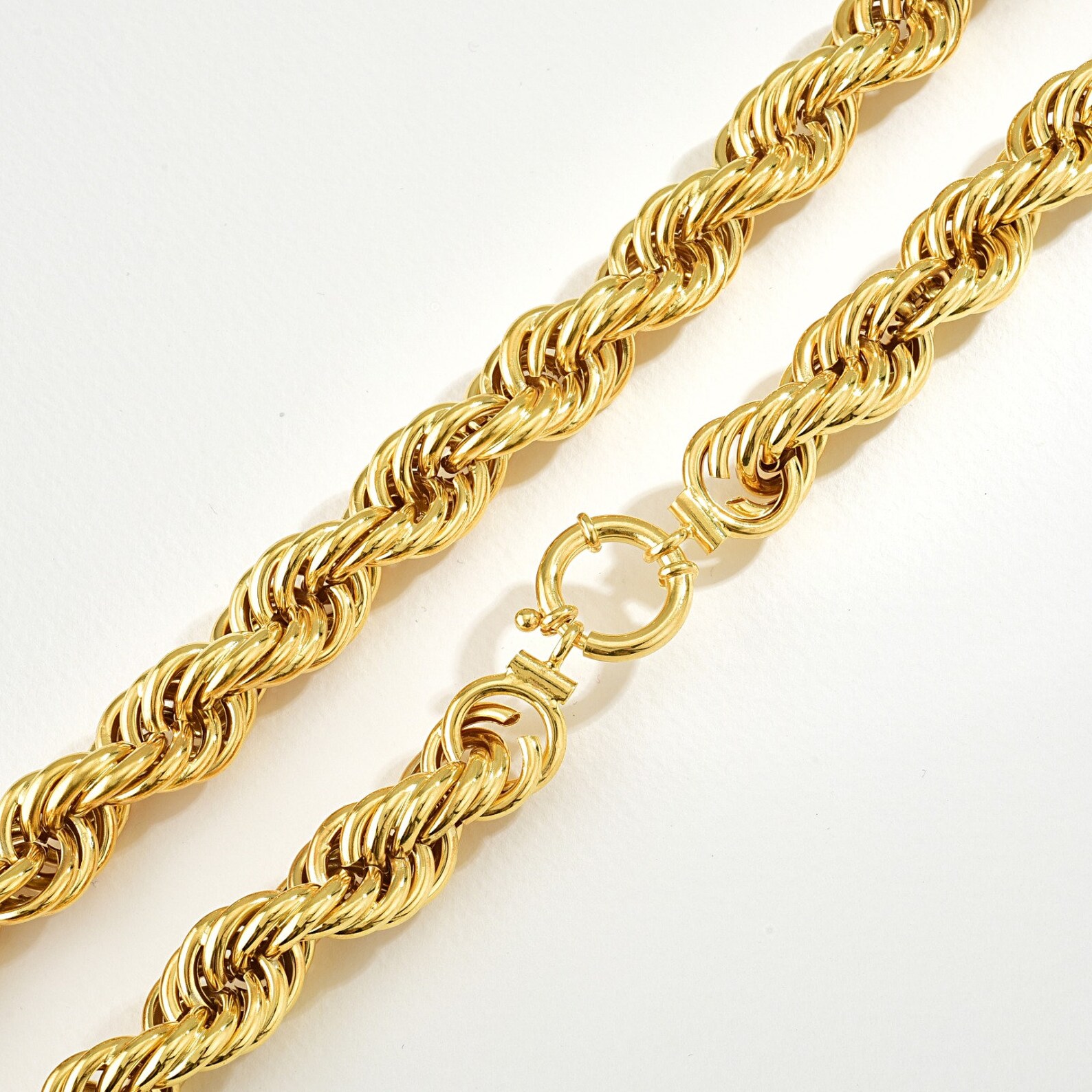 15 Mm Rope Gold Plated Silver Chain Bracelet & Necklaces for - Etsy