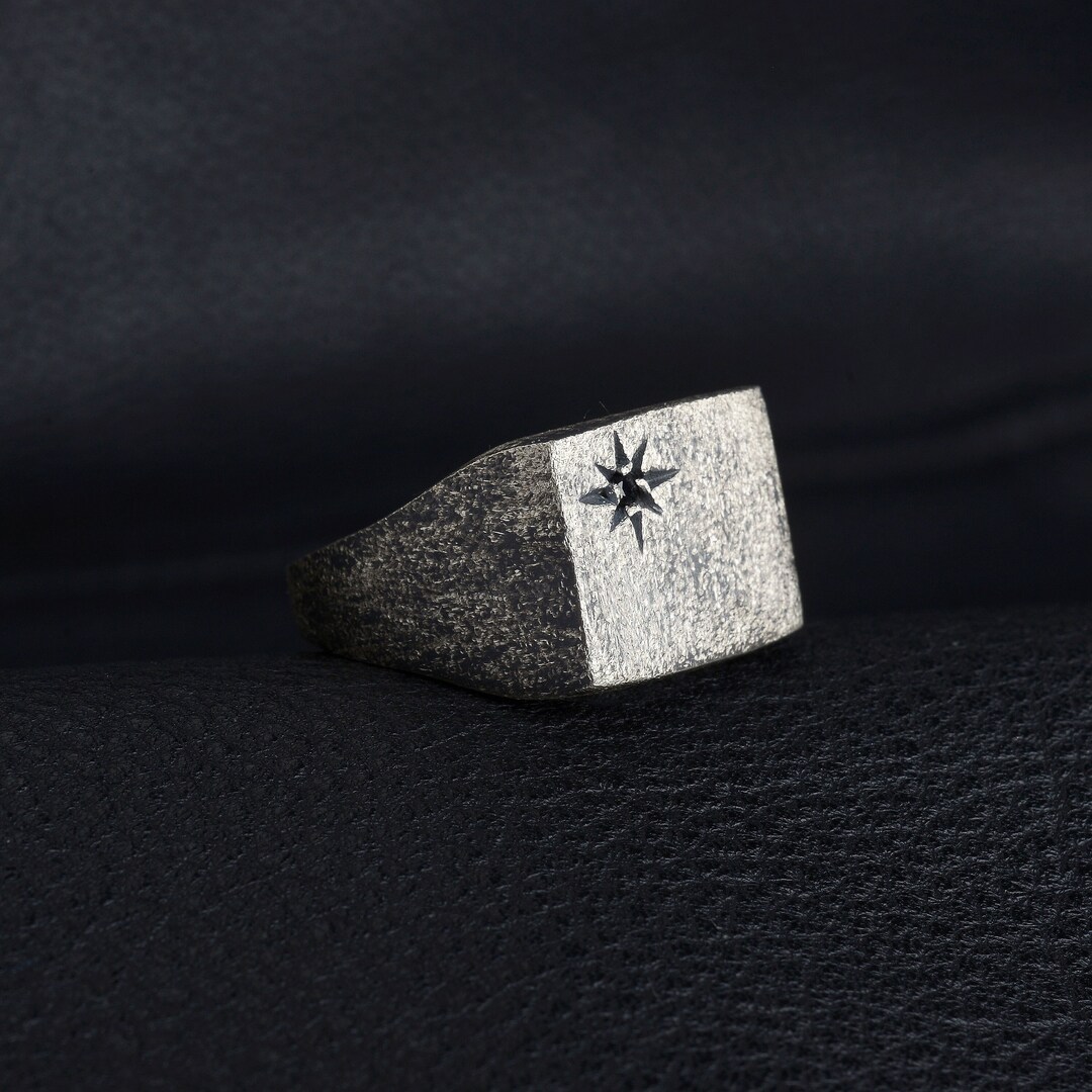 Handmade Sterling Silver North Star Ring, Pinky Ring, Oksidized Ring, Handmade Man Ring ...